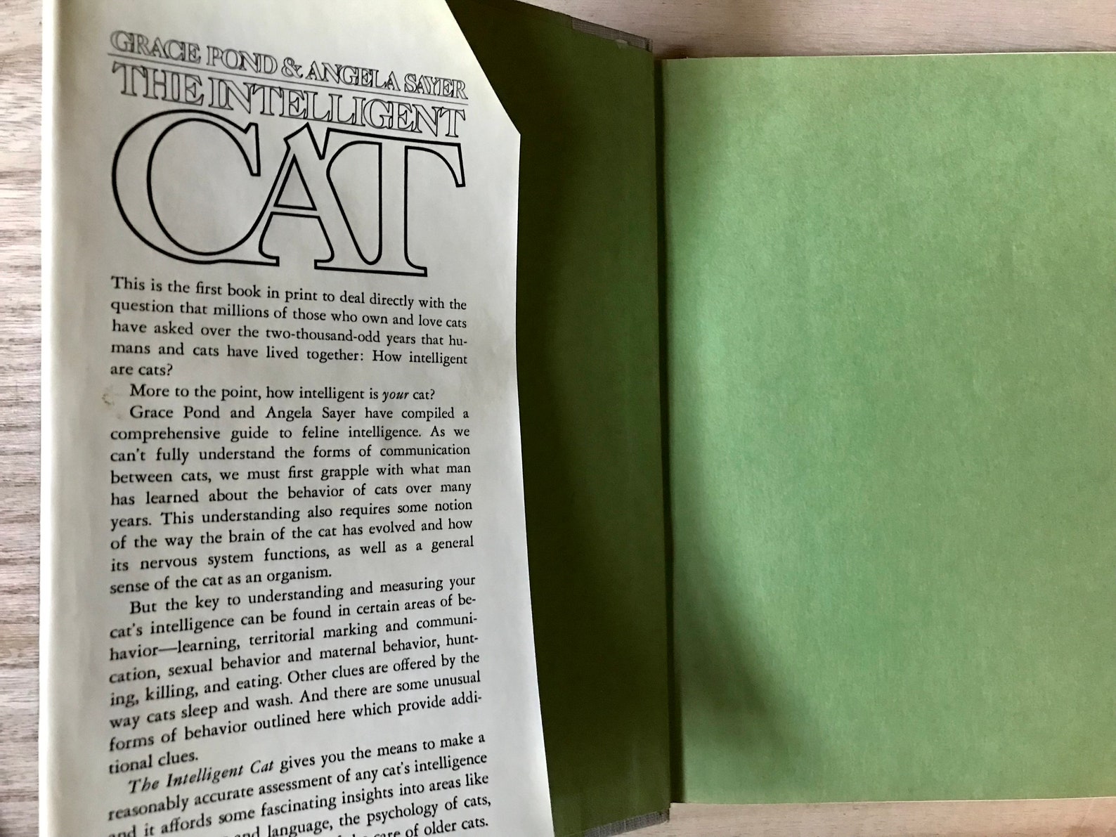 The Intelligent Cat, by Grace Pond & Angela Sayer, First USA Printing ...