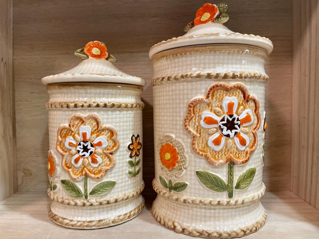 Vintage Sears Floral Needlepoint Design Canister - Etsy