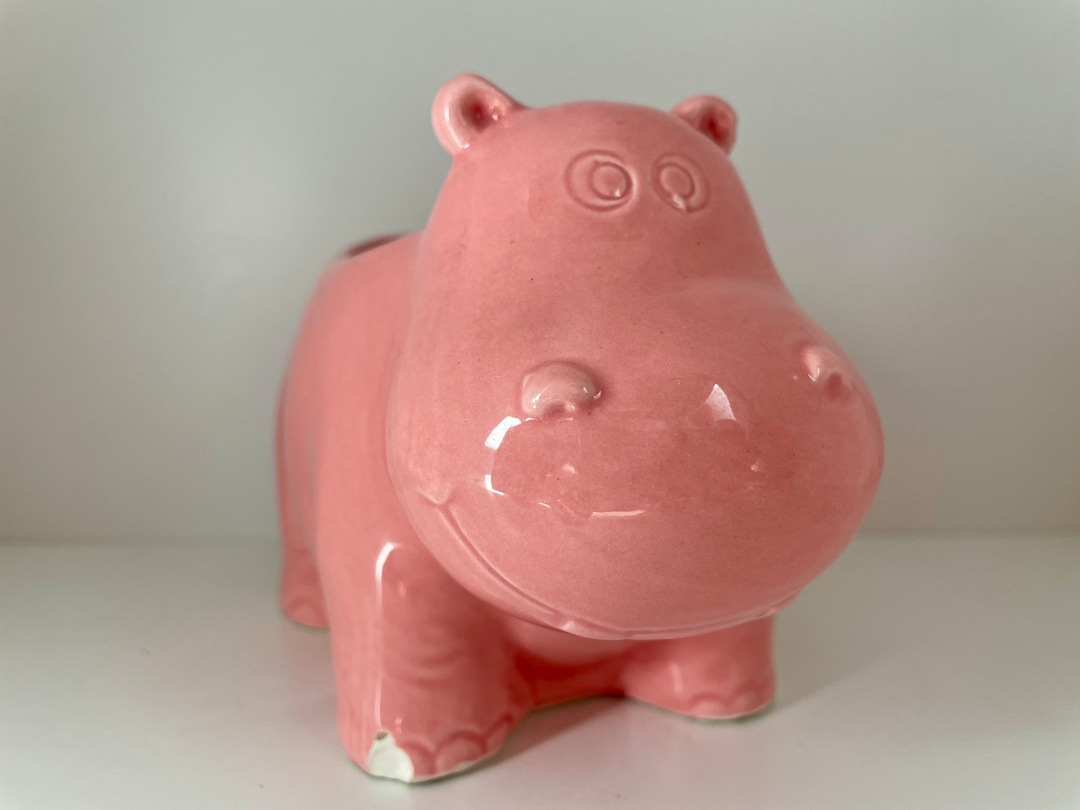 Pink Ceramic Hippo Planter - Etsy