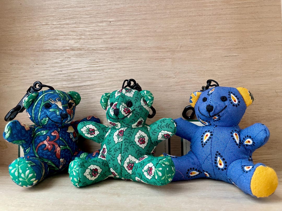 Vera Bradley Teddy Bear Quilted Plush Keychain Charms - Etsy