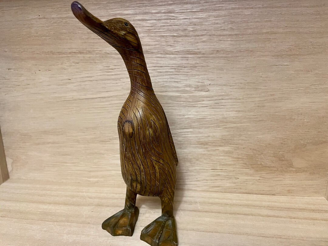 Vintage Wood Style Resin Standing Duck - Etsy
