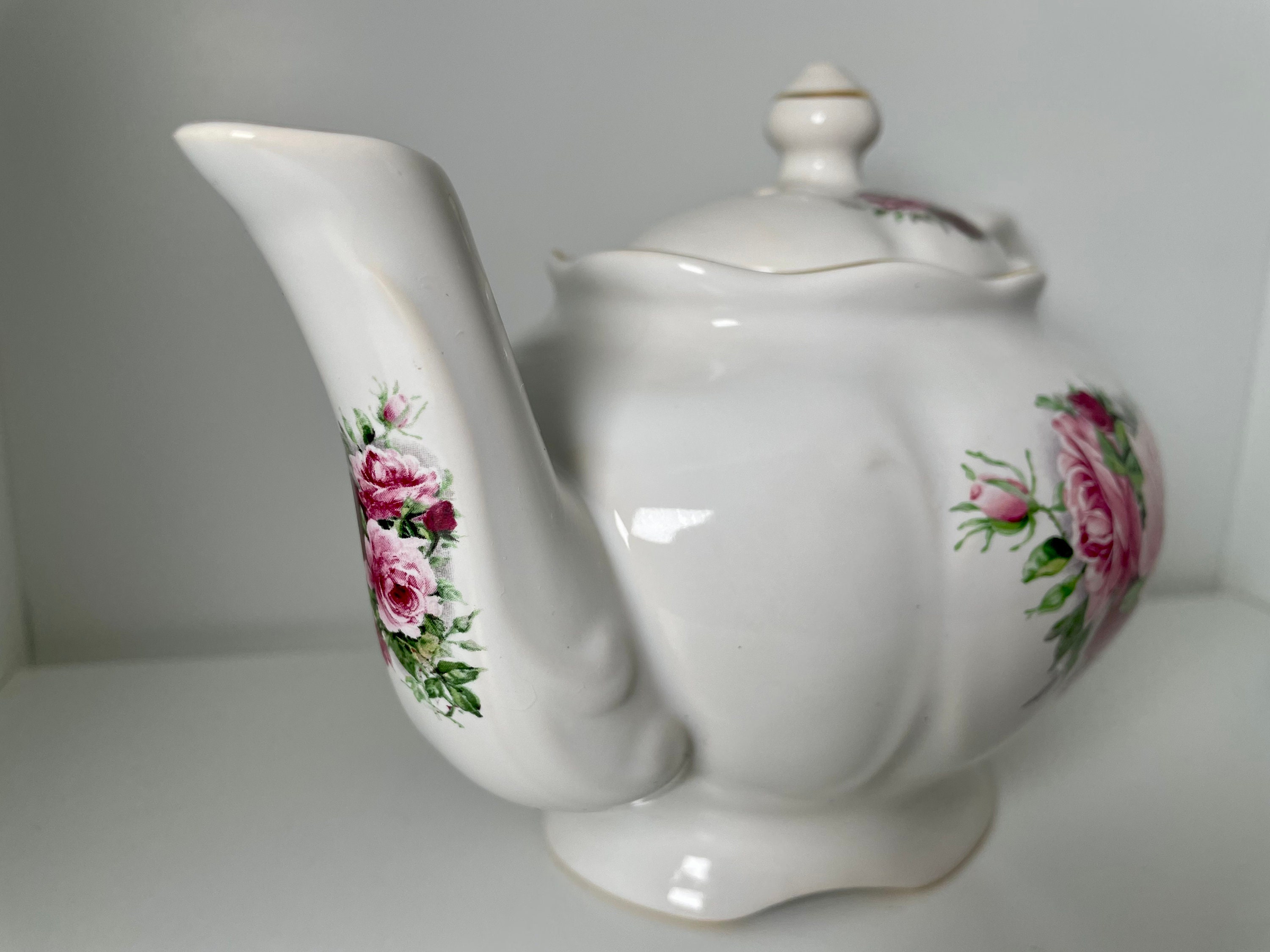 Lefton China Pink Rose Teapot, Made in England - Etsy