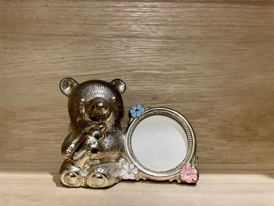 Vintage Silver Plated Baby Bear Coin Bank With Round Frame - Etsy