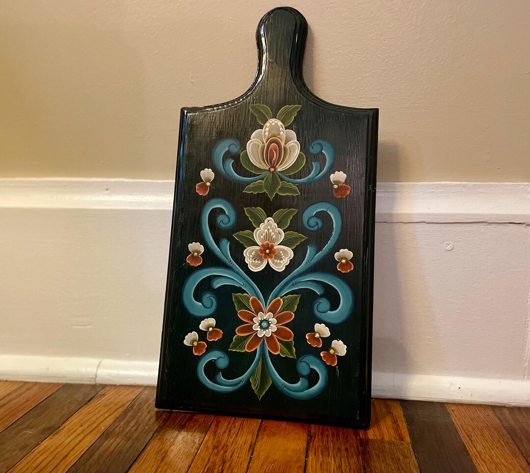 Vintage Hand Painted Swedish Rosemail Bread Board - Etsy