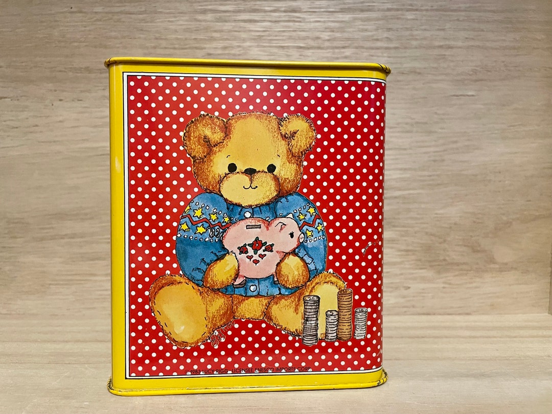 Vintage Enesco Teddy Bear Tin Bank Book - Etsy