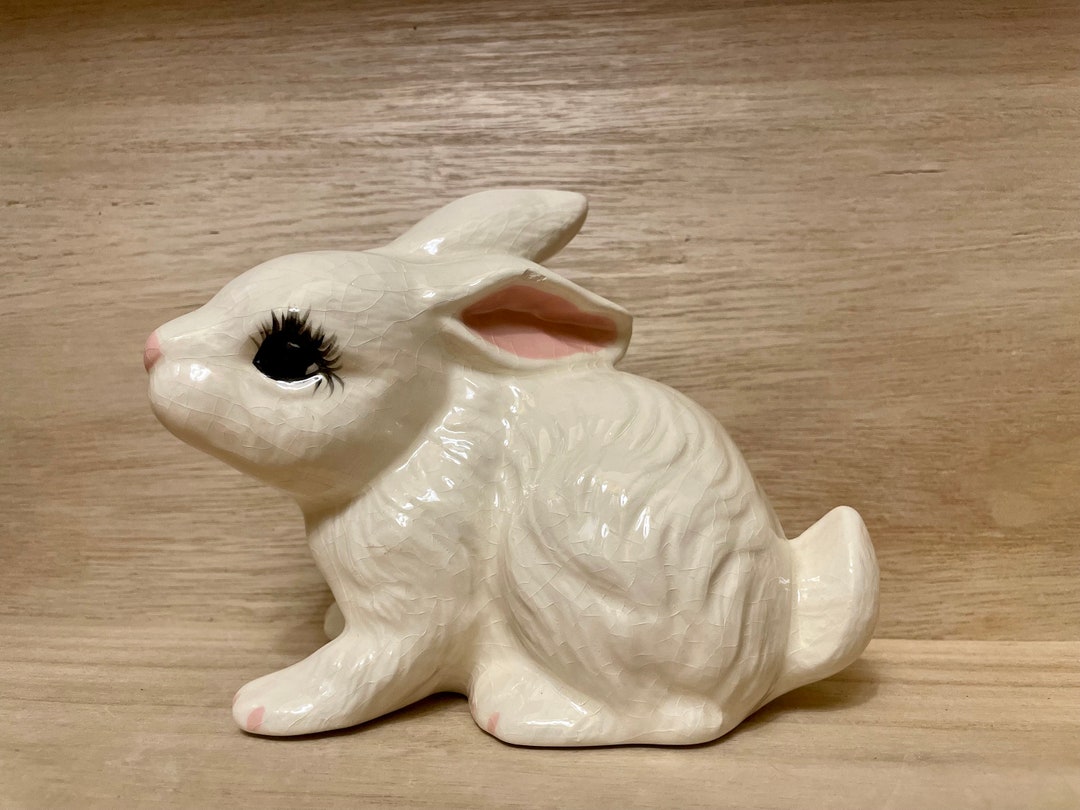 Vintage Ceramic White Rabbit Statue - Etsy