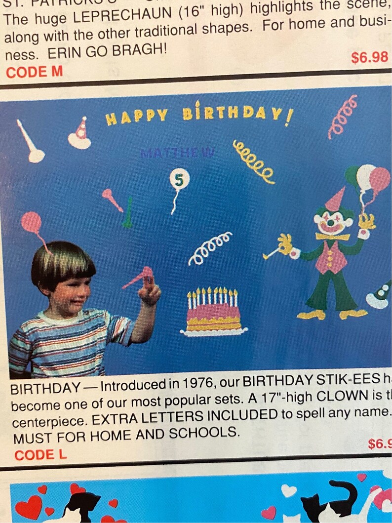 Happy Birthday Decorations 17” Clown Vintage Stik-ees Vinyl Decals ...