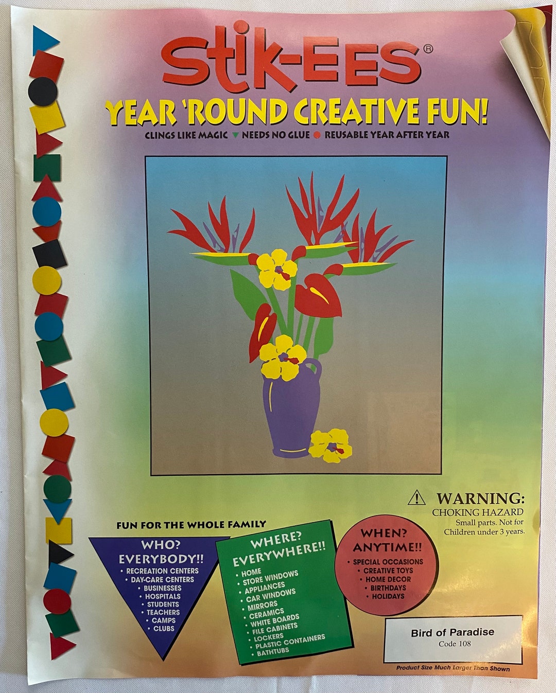 Birds of Paradise Flowers Vintage Stik-ees Vinyl Decals Window Clings 9 ...