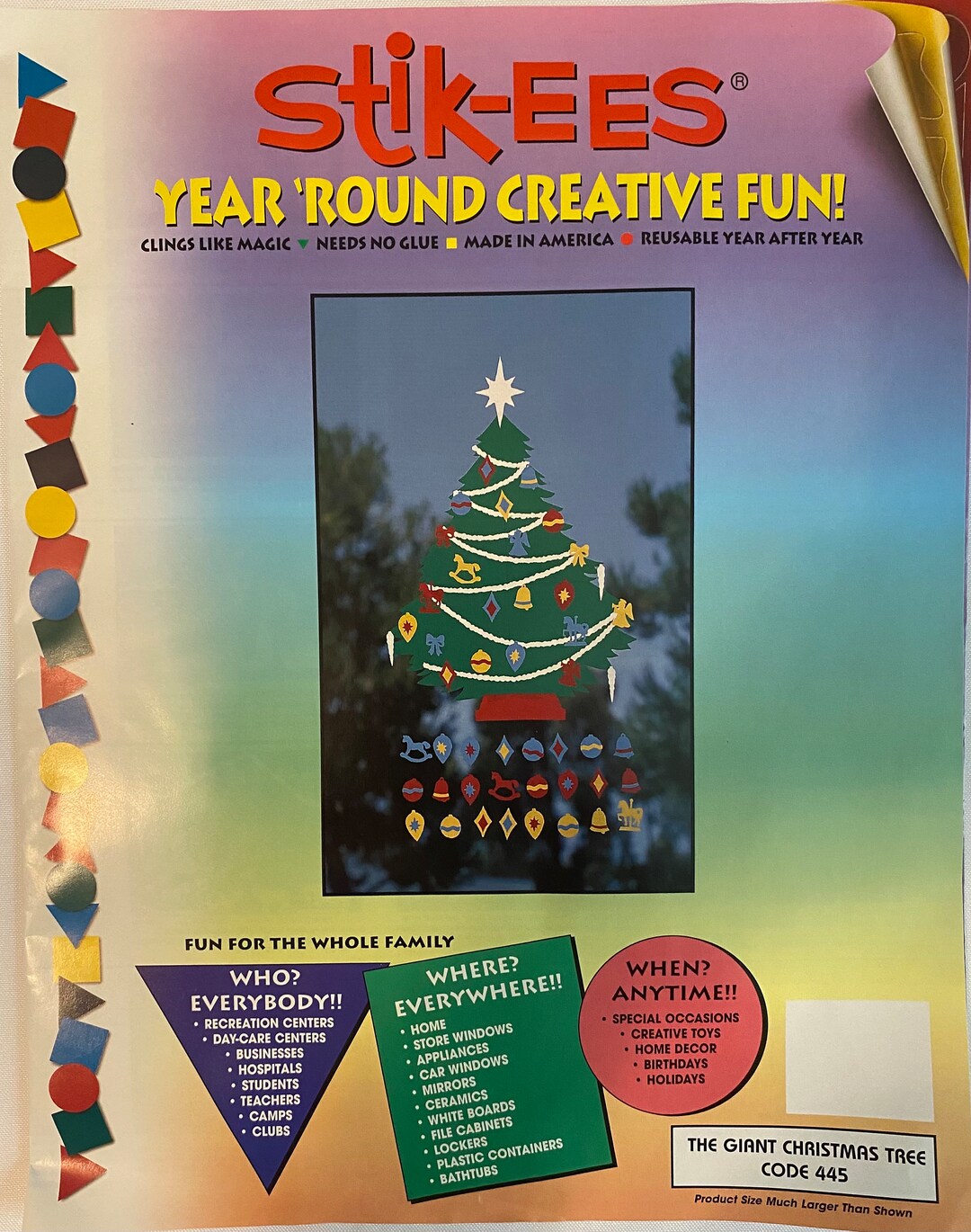 Christmas Window Clings Giant 19” Tall Tree With Lots of Ornaments 194 ...