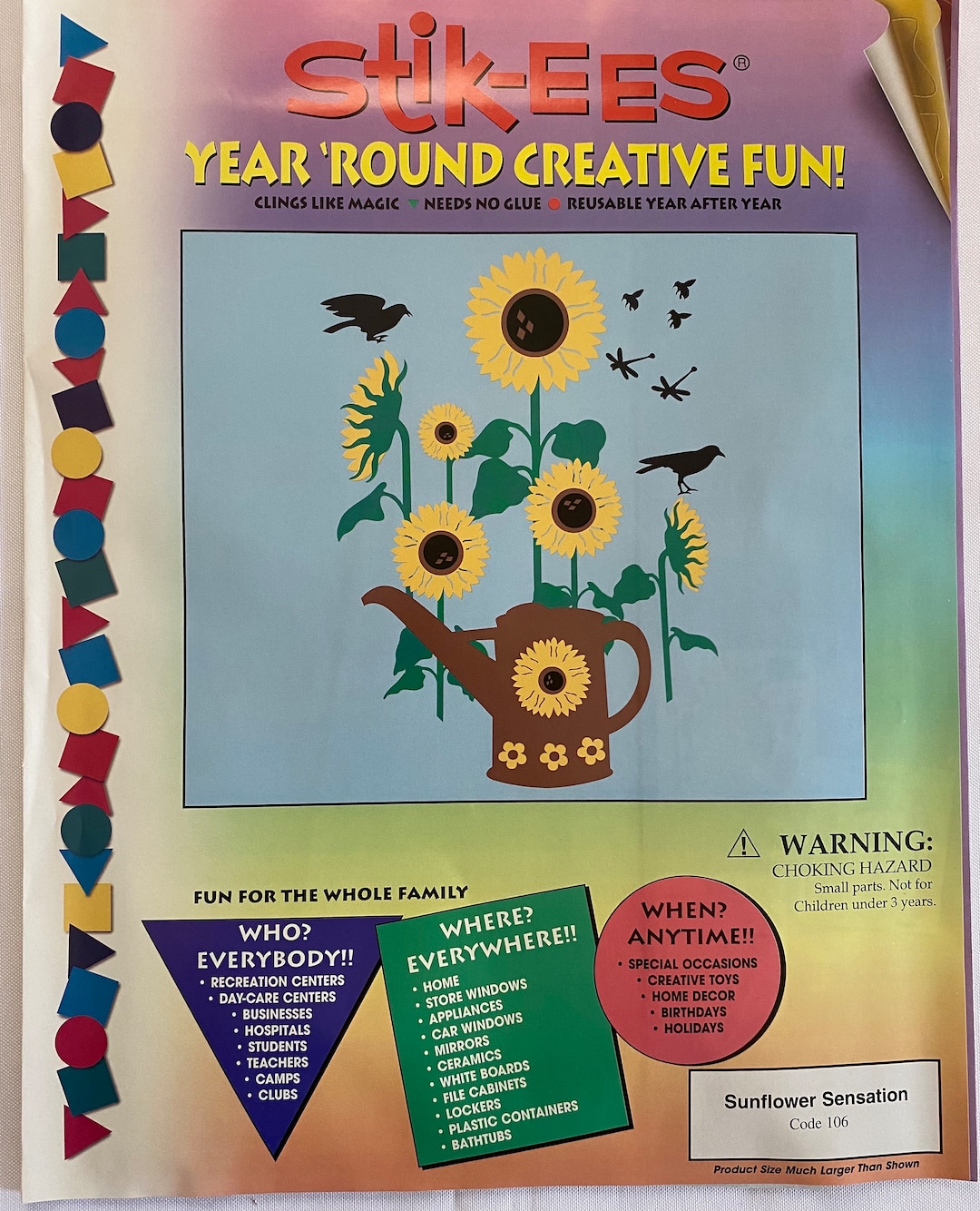 Sunflower Sensation Vintage Stik-ees Vinyl Decals Window Clings 15 ...