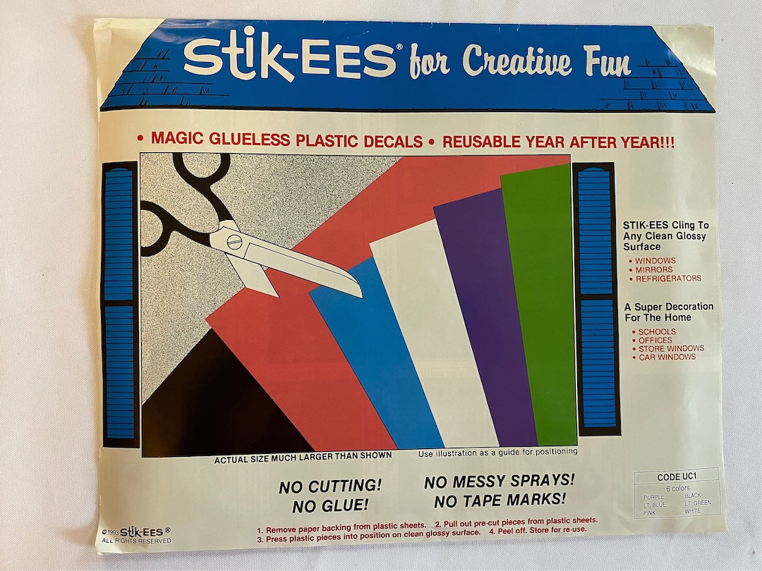 Vintage Stik-ees Uncut Vinyl Sheets 10” by 12” 6 Colors Black, Blue ...