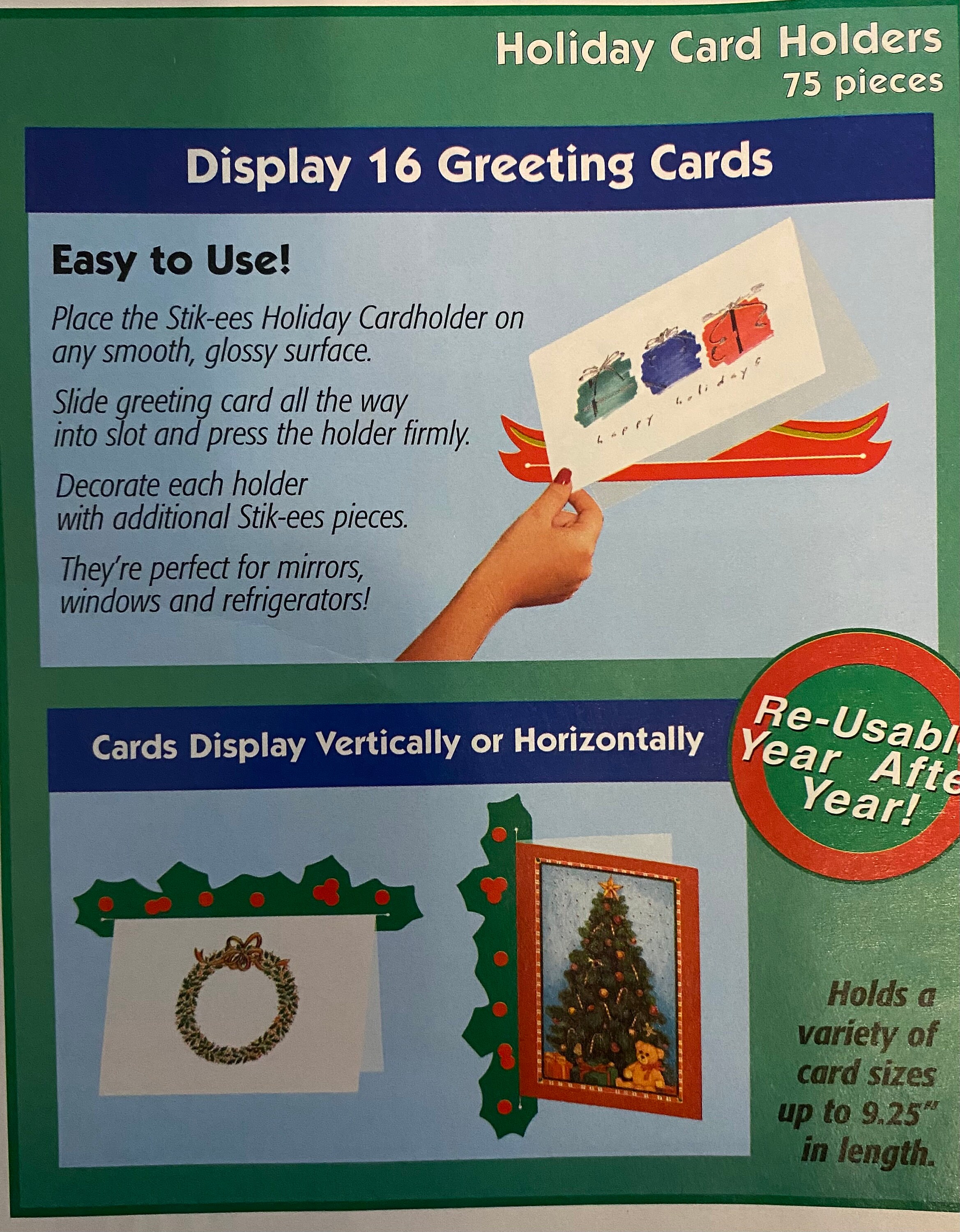 Christmas Card Holders Vinyl by Stik-ees Vintage Display 16 Cards on ...