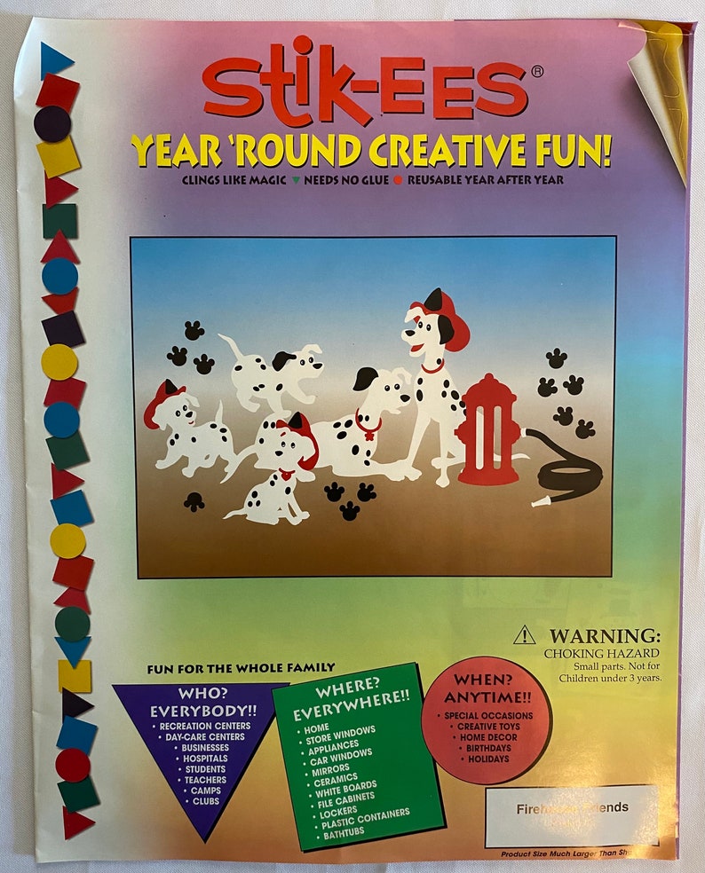 Dalmation Pups Firehouse Friends Window Clings Vintage Stik-ees Lovable ...