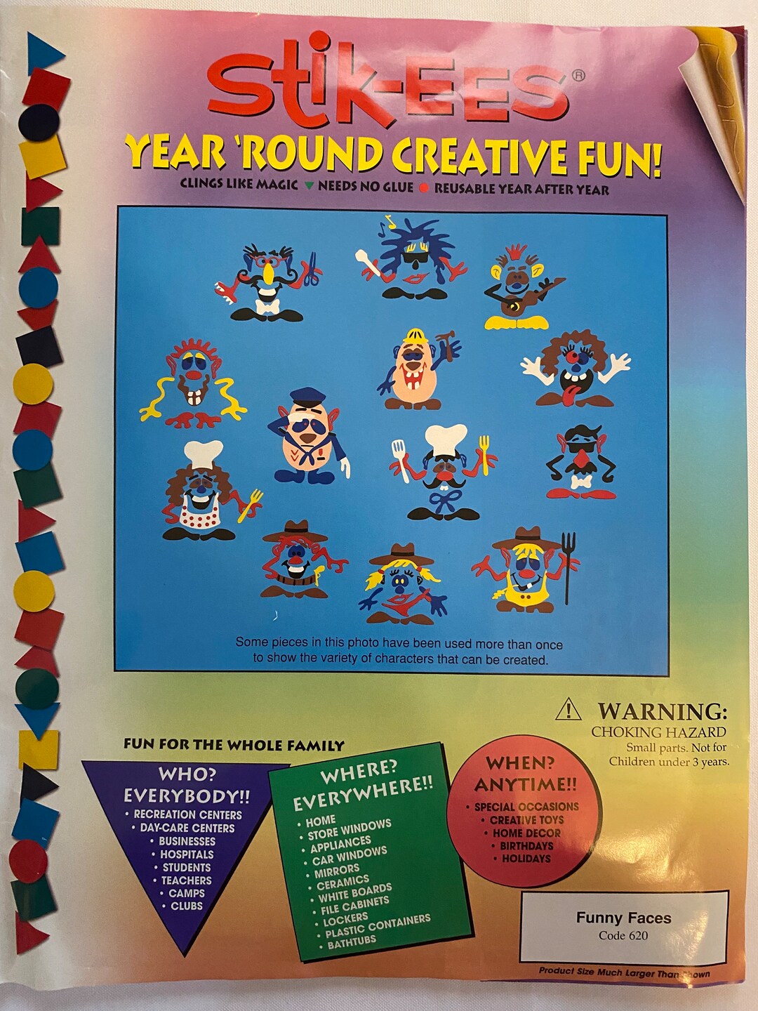 Funny Faces Potato Head Vintage Stik-ees Vinyl Decals Window Clings ...