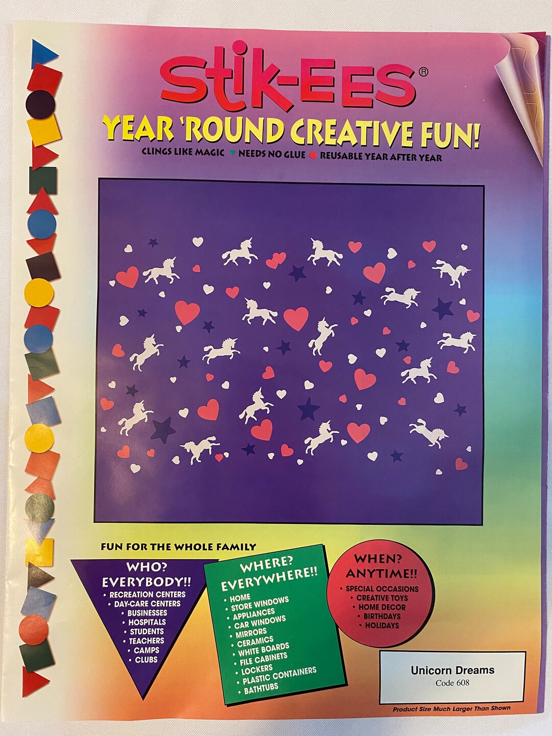 Valentines Day Decoration Window Clings Vintage Stik-ees Unicorn Dreams ...