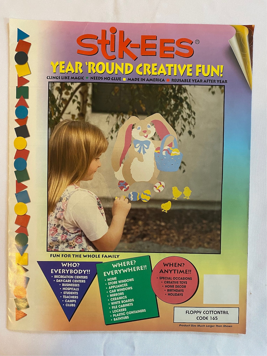 Easter Window Clings Floppy Cottontail Vintage Stik-ees Rabbit is 13 ...