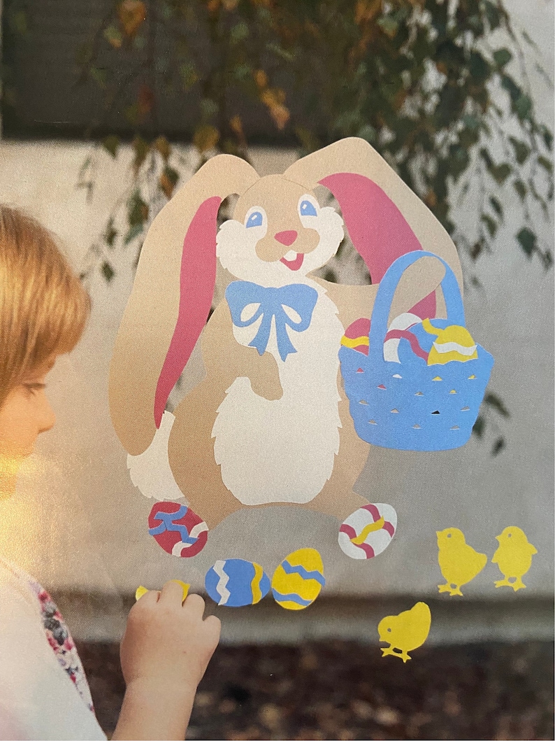 Easter Window Clings Floppy Cottontail Vintage Stik-ees Rabbit is 13 ...