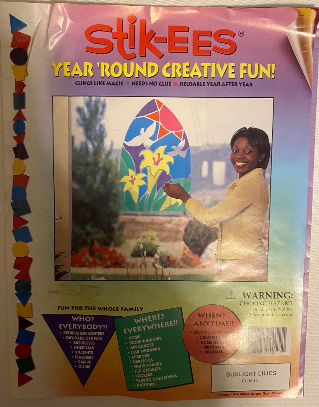 Sunlight Lilies Looks Like Stained Glass 55pc Vintage Stik-ees Vinyl ...