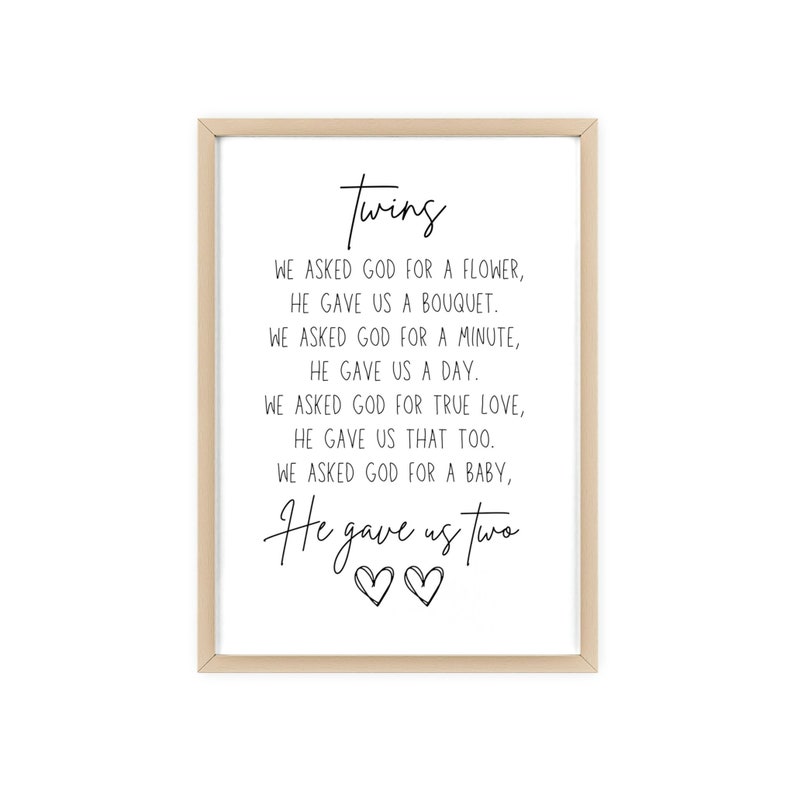 Twins Nursery Printable Sign | Twin Nursery Decor | Twin Girls Decor ...