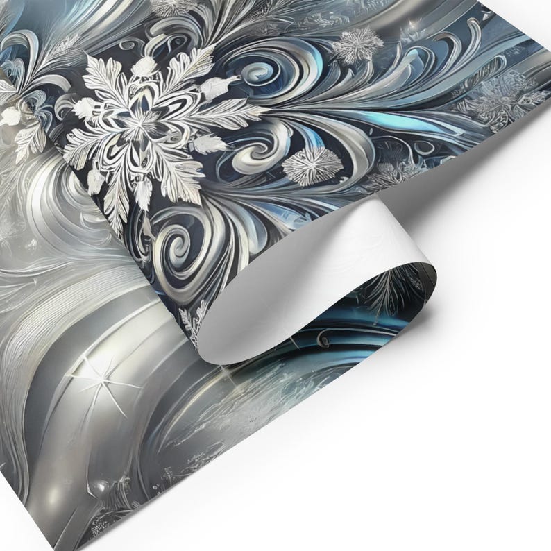 Silver Snowflake Wrapping Paper | Metallic Winter Gift Wrap, 3 Sheets ...