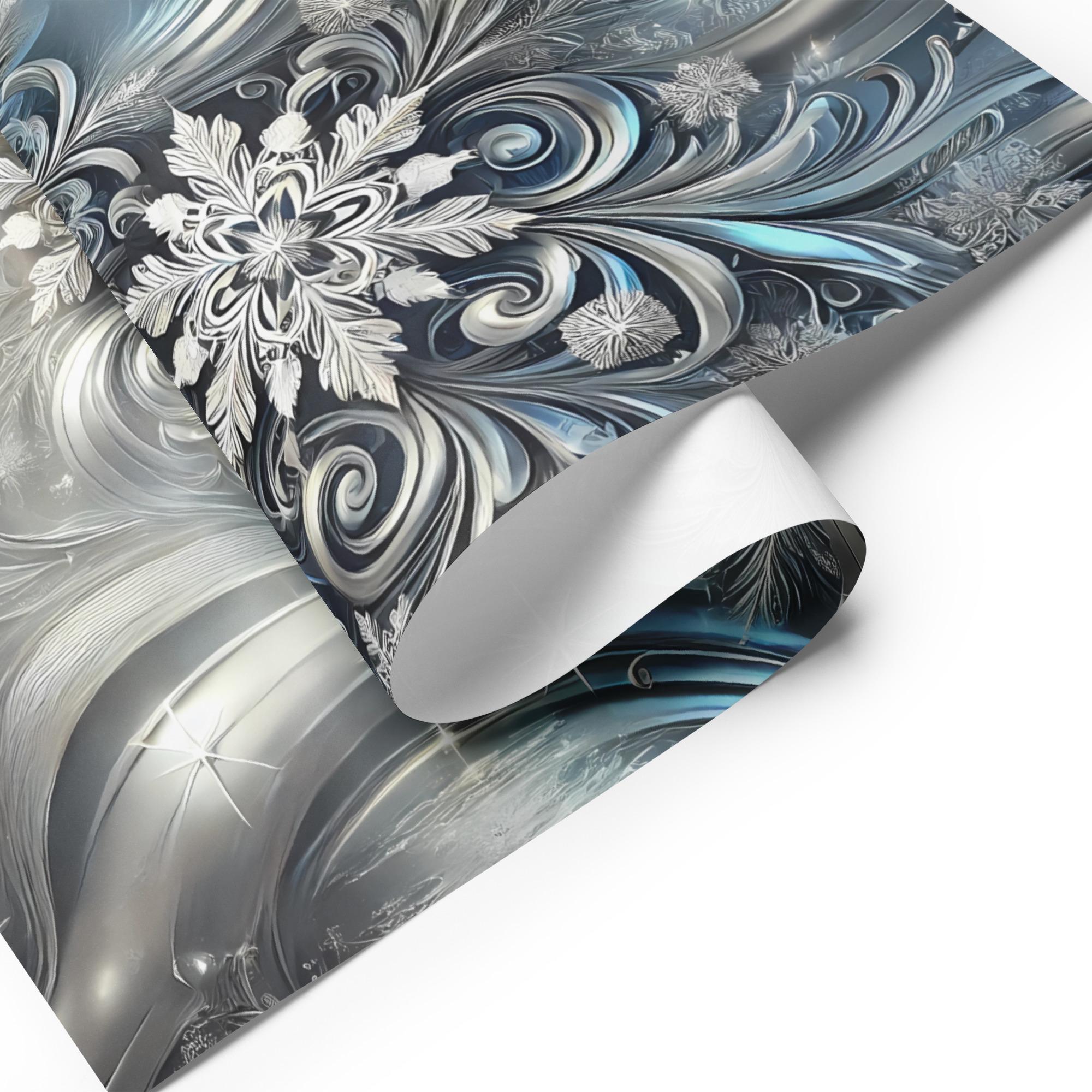 Silver Snowflake Wrapping Paper | Metallic Winter Gift Wrap, 3 Sheets ...