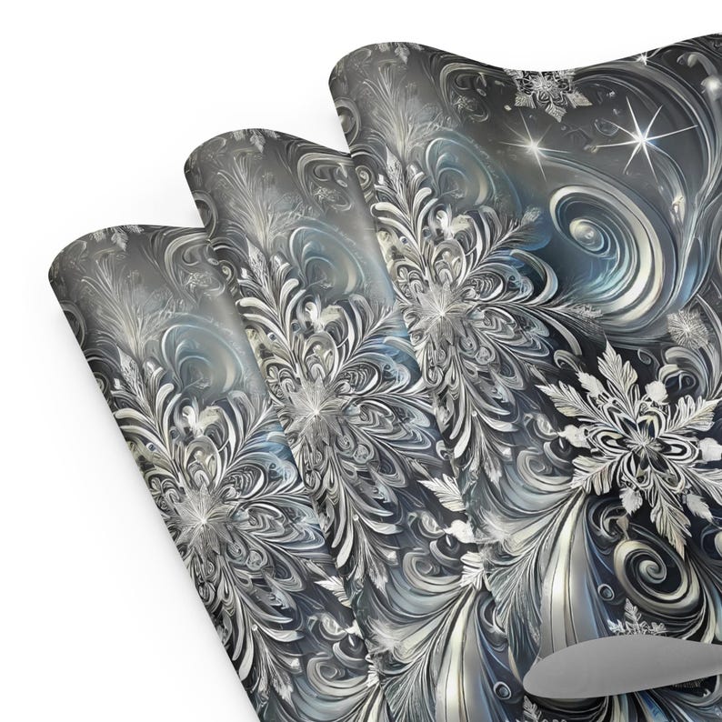 Silver Snowflake Wrapping Paper | Metallic Winter Gift Wrap, 3 Sheets ...