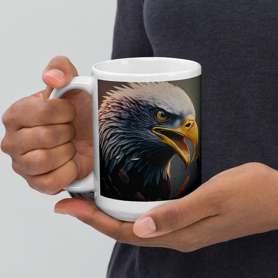 The Eagles Bird Stare Original Art White Glossy Mug - Etsy