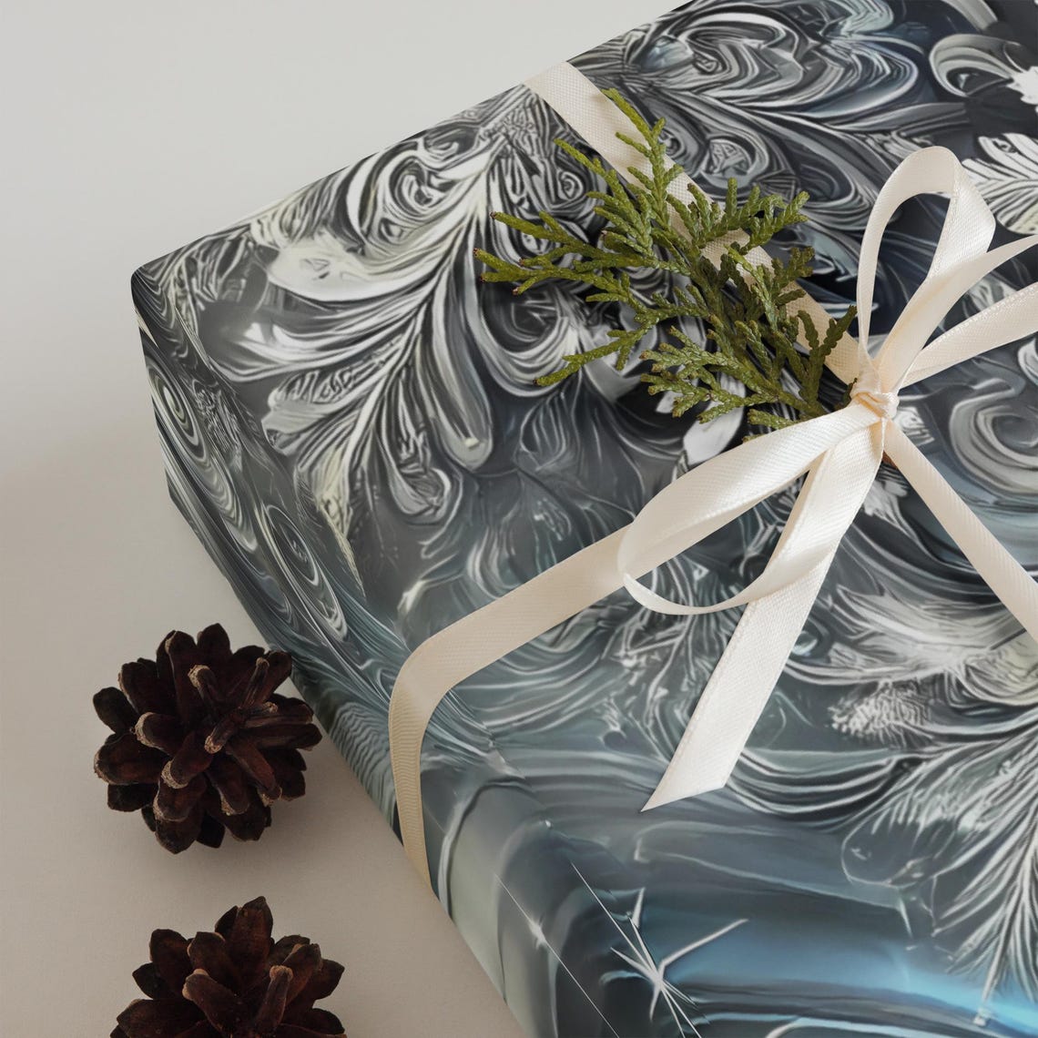 Silver Snowflake Wrapping Paper | Metallic Winter Gift Wrap, 3 Sheets ...