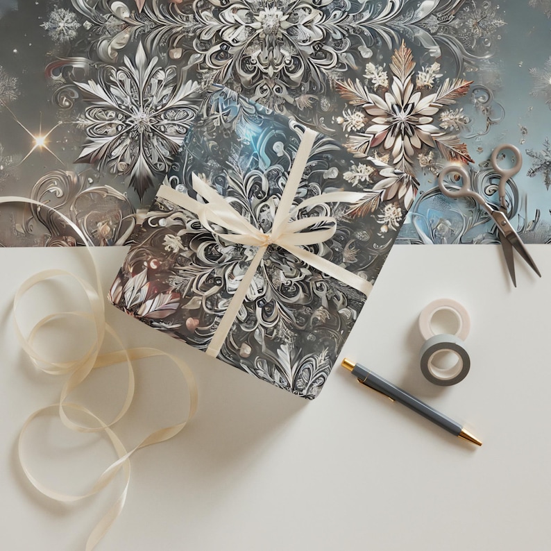 Snowflake Christmas Wrapping Paper | Holiday Gift Wrap Set | Elegant ...