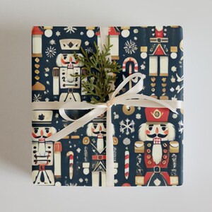 Regal Nutcracker Wrapping Paper Navy Blue and Gold Christmas Design - Etsy