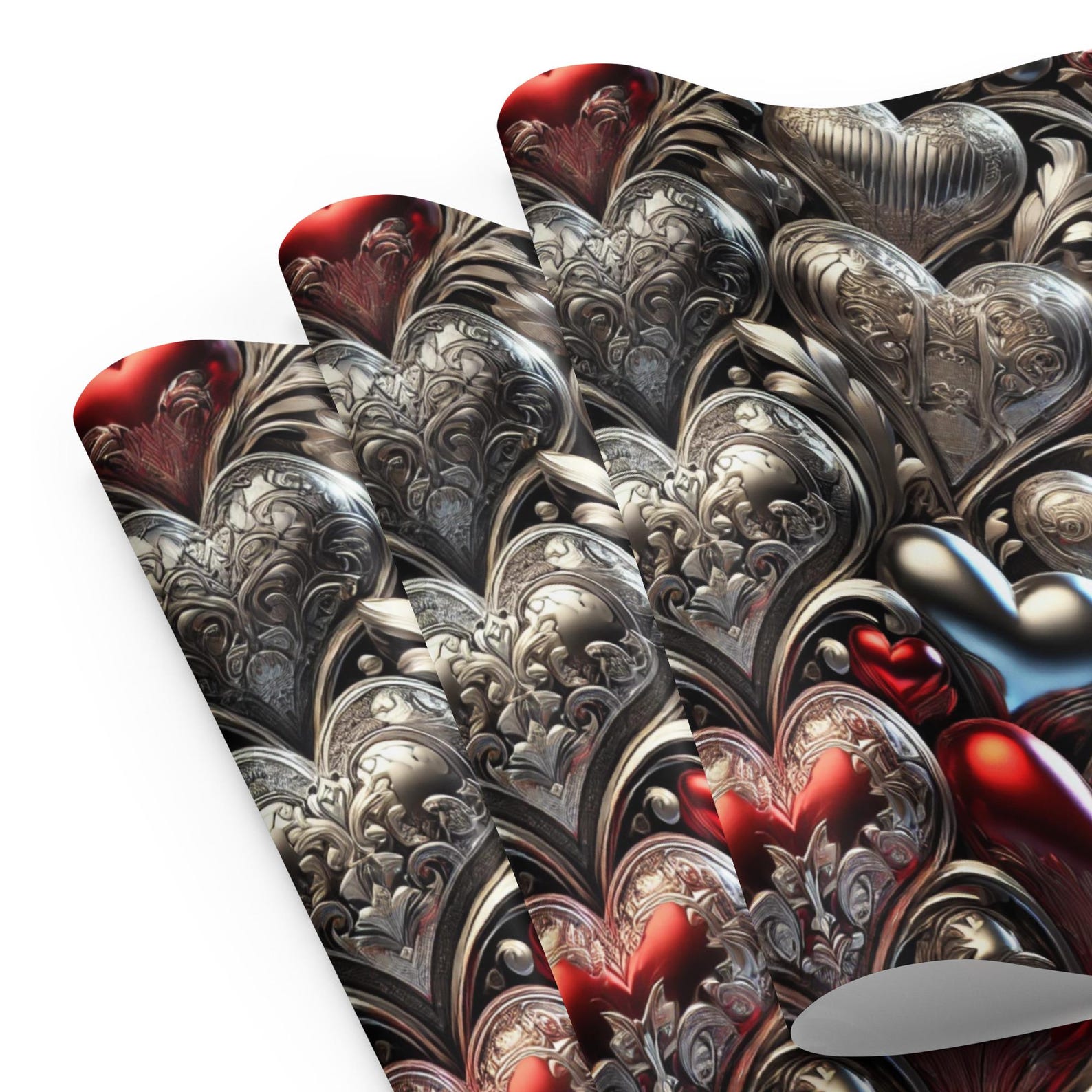 Baroque Chrome Heart Wrapping Paper | Gothic Valentine's Gift Wrap - Etsy