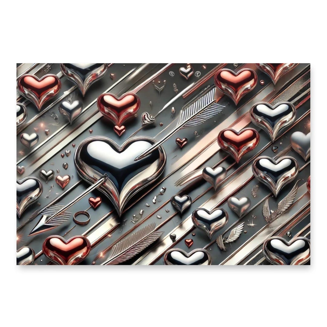 Valentine Gift Wrap for Her | Chrome Heart Arrow Wrapping Paper ...