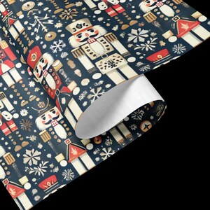 Regal Nutcracker Wrapping Paper Navy Blue and Gold Christmas Design - Etsy
