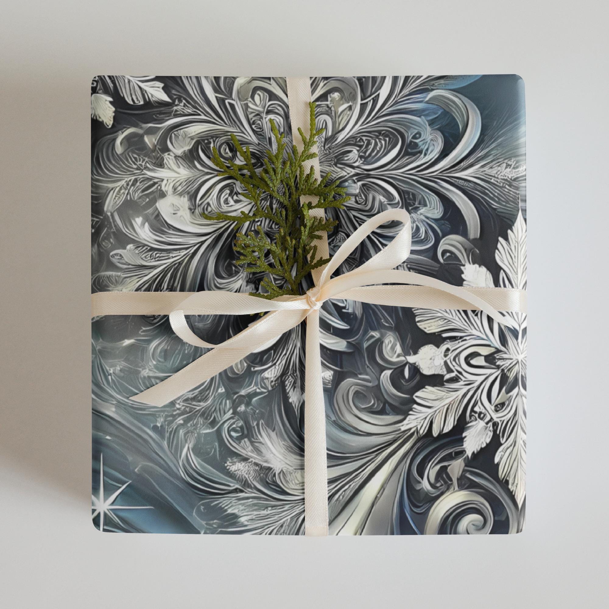 Silver Snowflake Wrapping Paper | Metallic Winter Gift Wrap, 3 Sheets ...