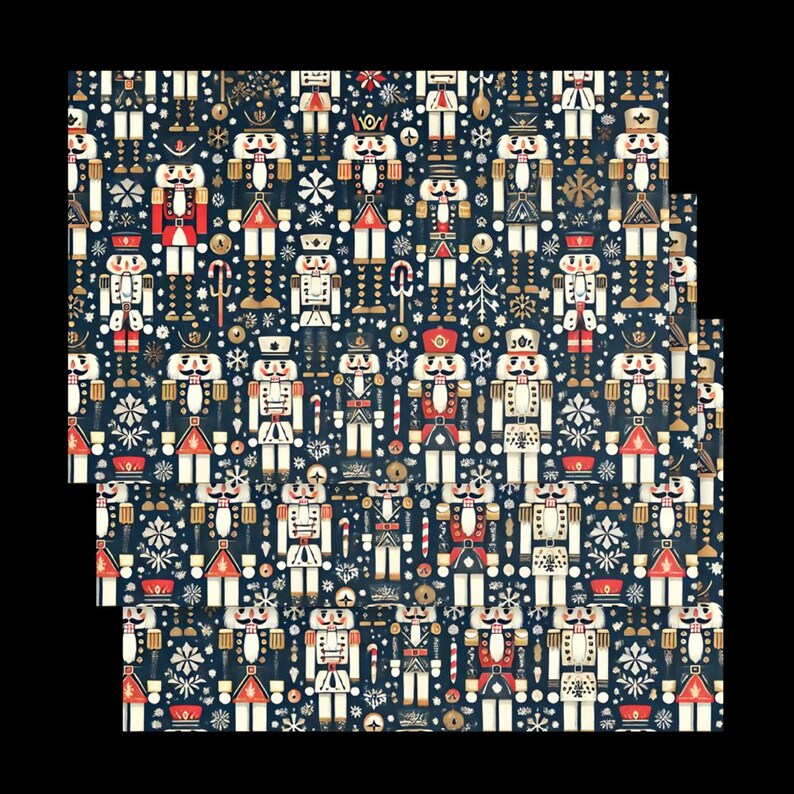 Regal Nutcracker Wrapping Paper Navy Blue and Gold Christmas Design - Etsy