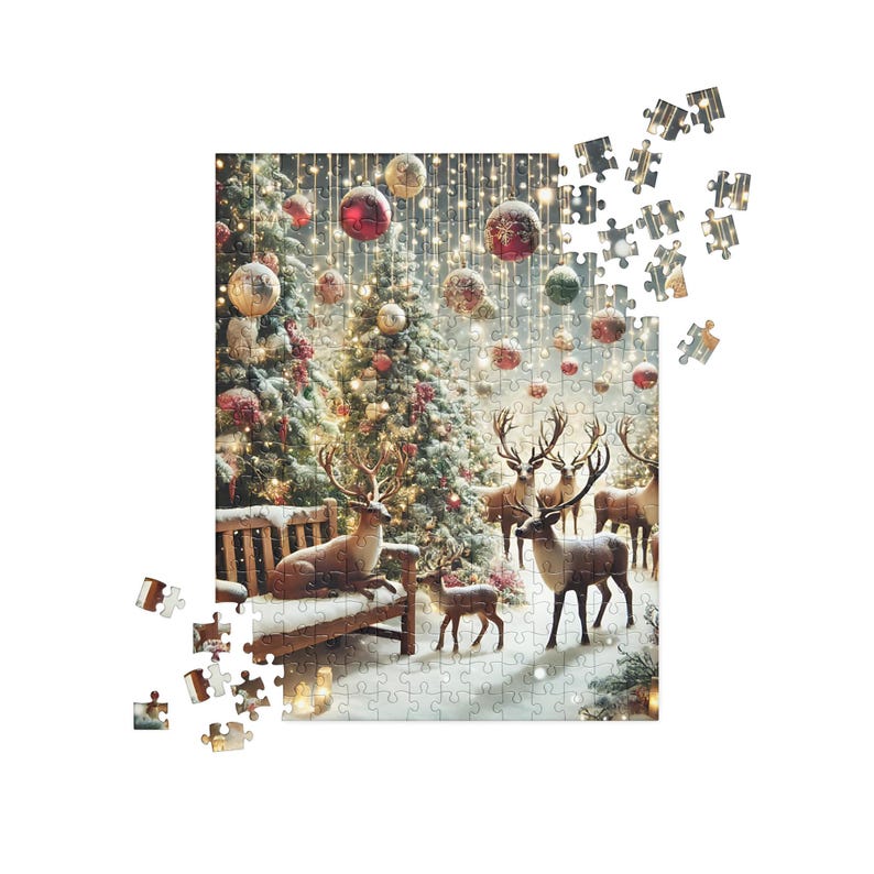 Christmas Reindeer Jigsaw Puzzle | Holiday Puzzle Gift | Festive Winter ...