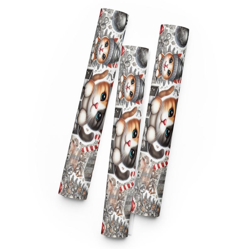 Christmas Kitten Wrapping Paper | Holiday Gift Wrap Set | Cute Kittens ...