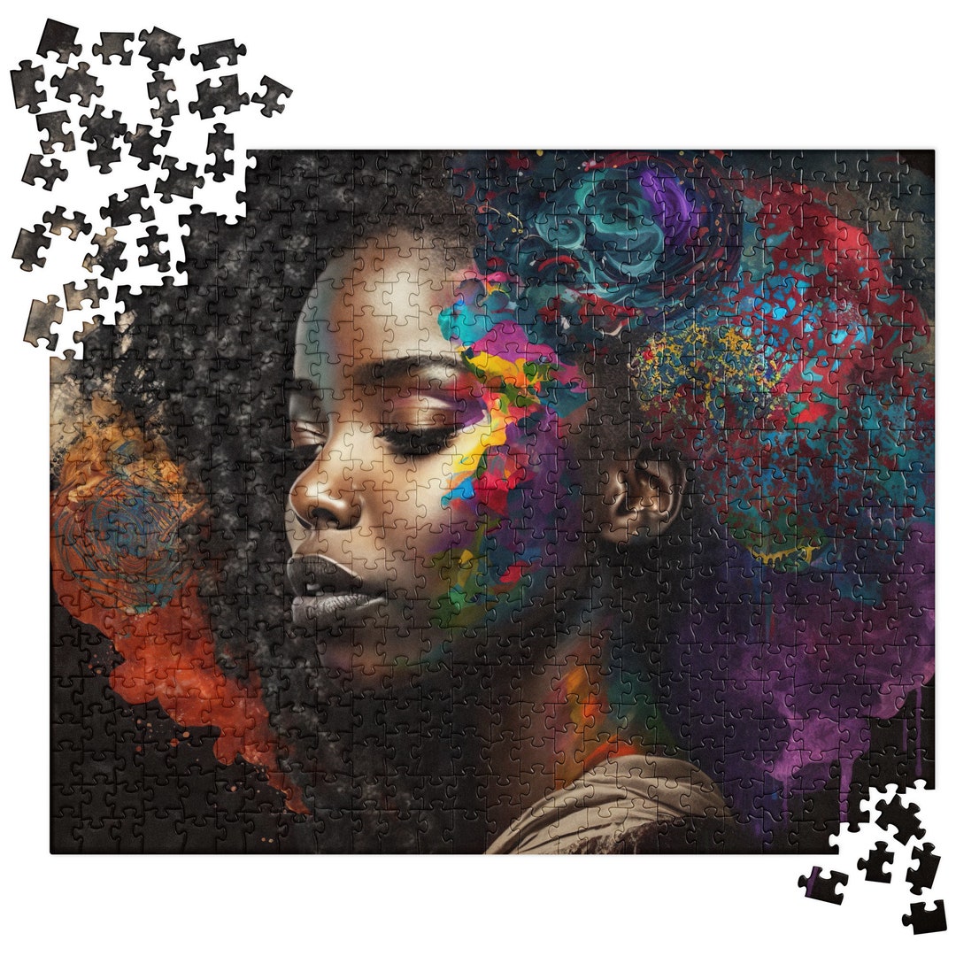 Black Woman Shades of Color Original Artistic Art Jigsaw Puzzle - Etsy