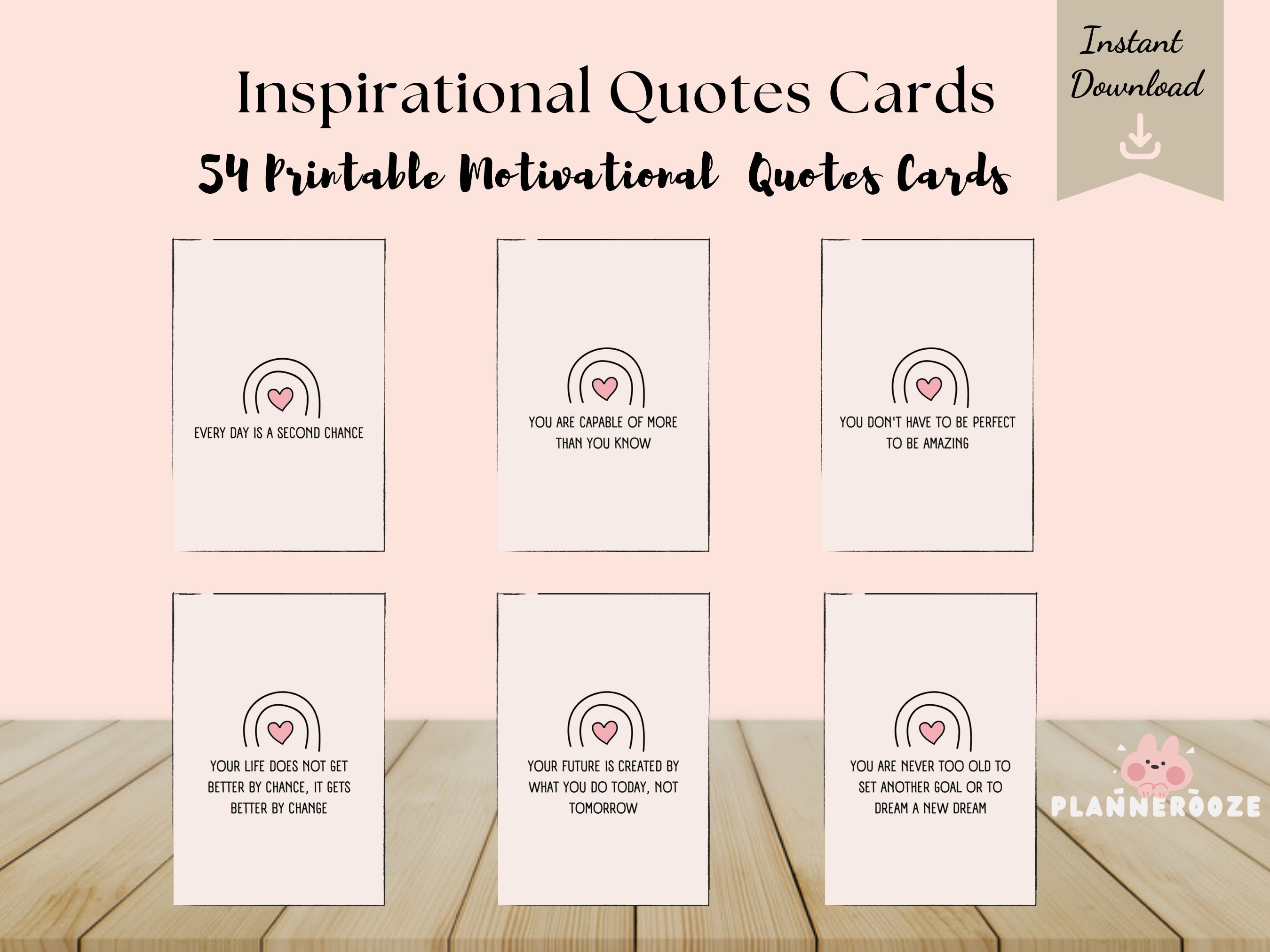 Inspirational Quotes Cards, Mindfulness Saying, Motivational Messages ...