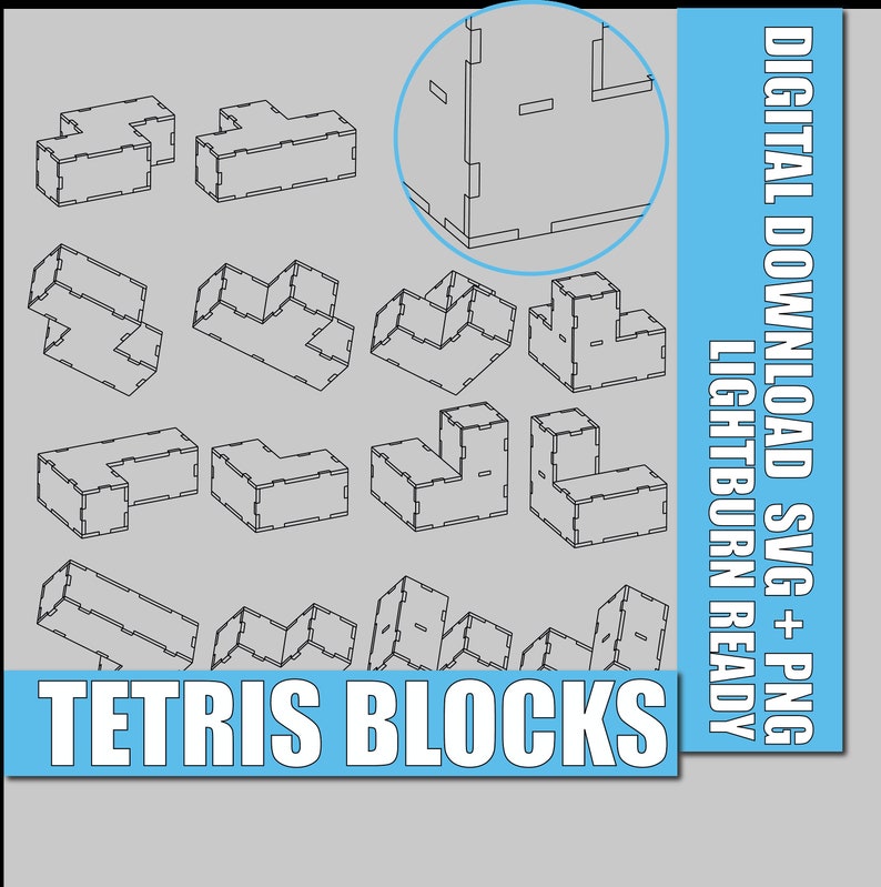 Tetris Block Box Set Svg Files Laser Engravers Such as Glowforge, Xtool ...
