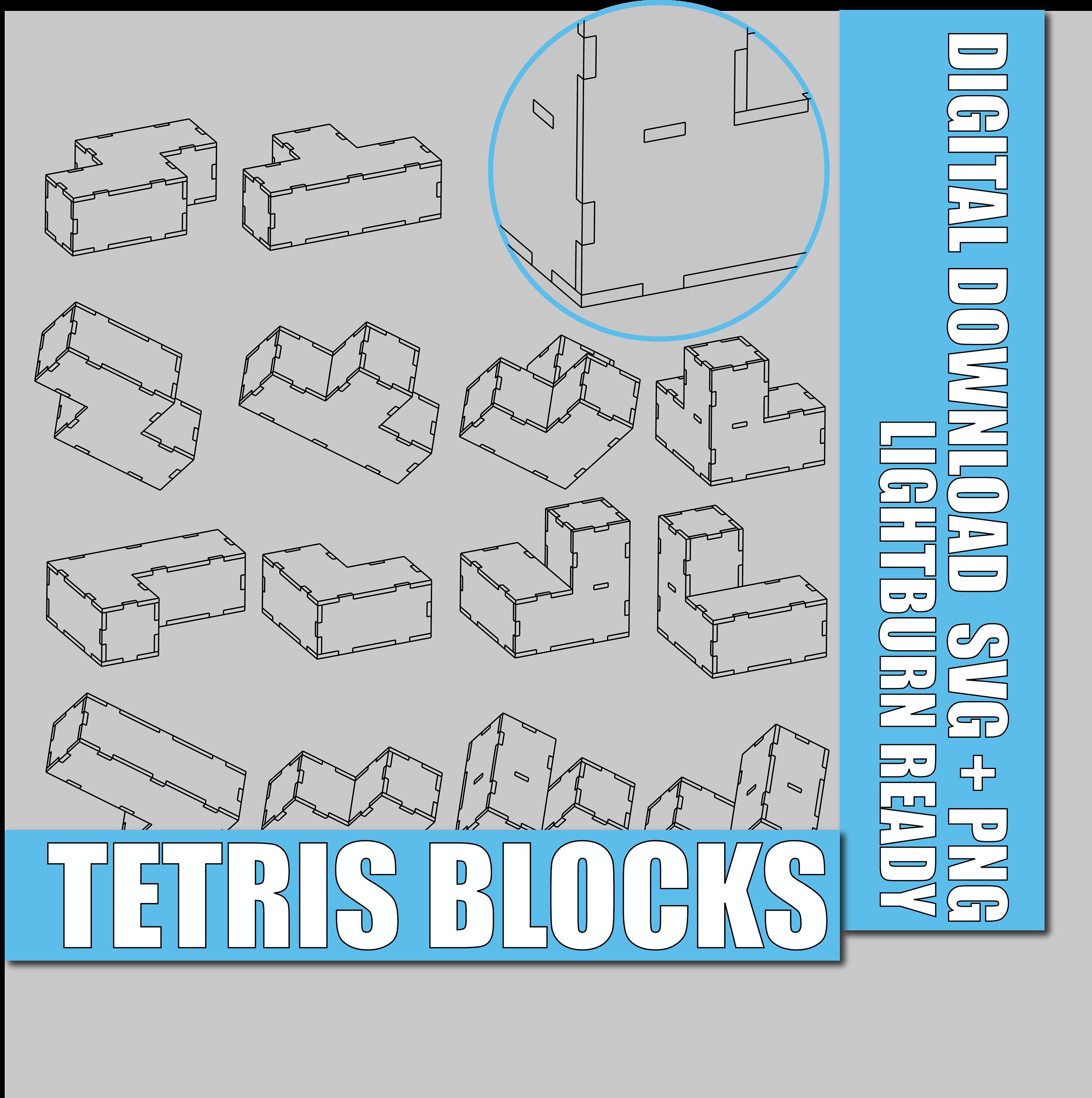 Tetris Block Box Set Svg Files Laser Engravers Such as Glowforge, Xtool ...