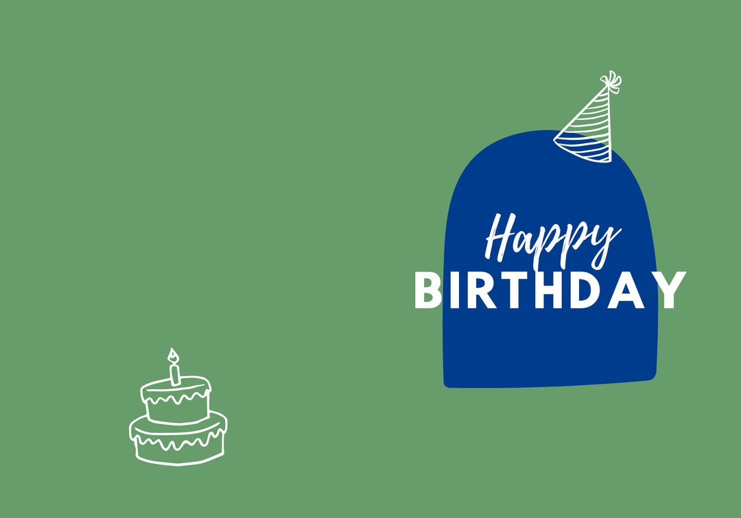 Green and Blue Birthday Card - Etsy