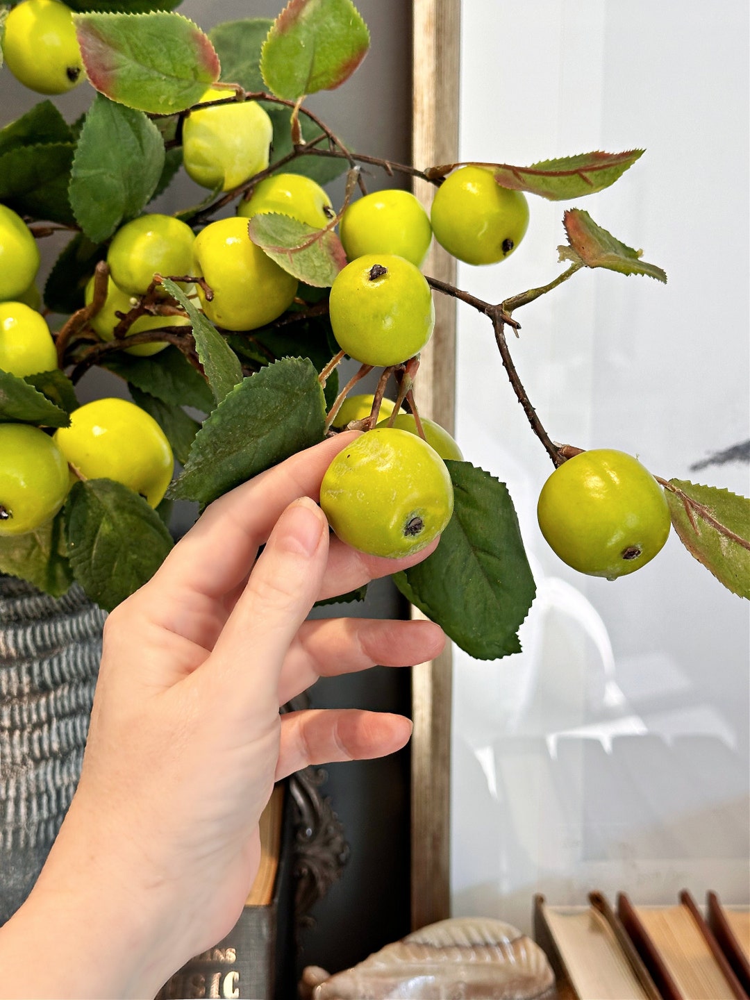 Faux Green Apples Tree Branches, Artificial Wild Apple Fruits, Faux ...