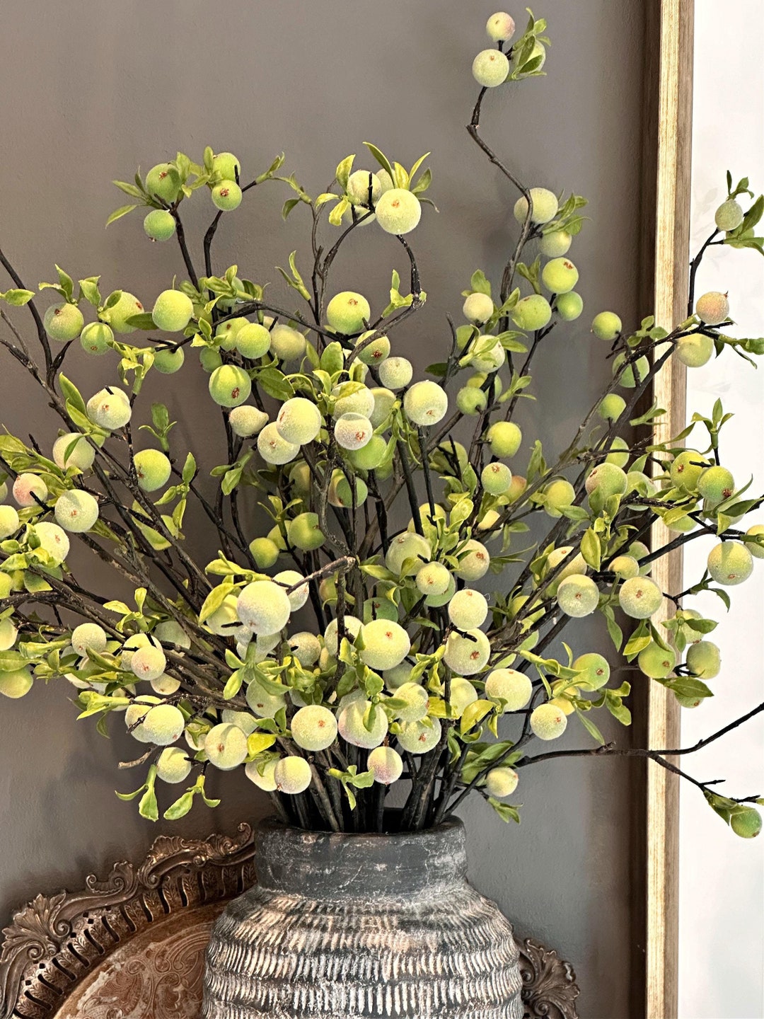 Crab Apple Branches, Faux Green Apples Tree Branches, Artificial Wild ...