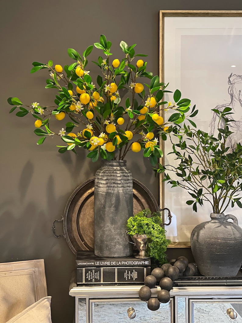 Faux Lemon Tree Branches Artificial Yellow Fruits Faux - Etsy