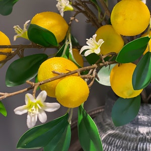 Faux Lemon Tree Branches, Artificial Yellow Fruits, Faux Plants & White ...