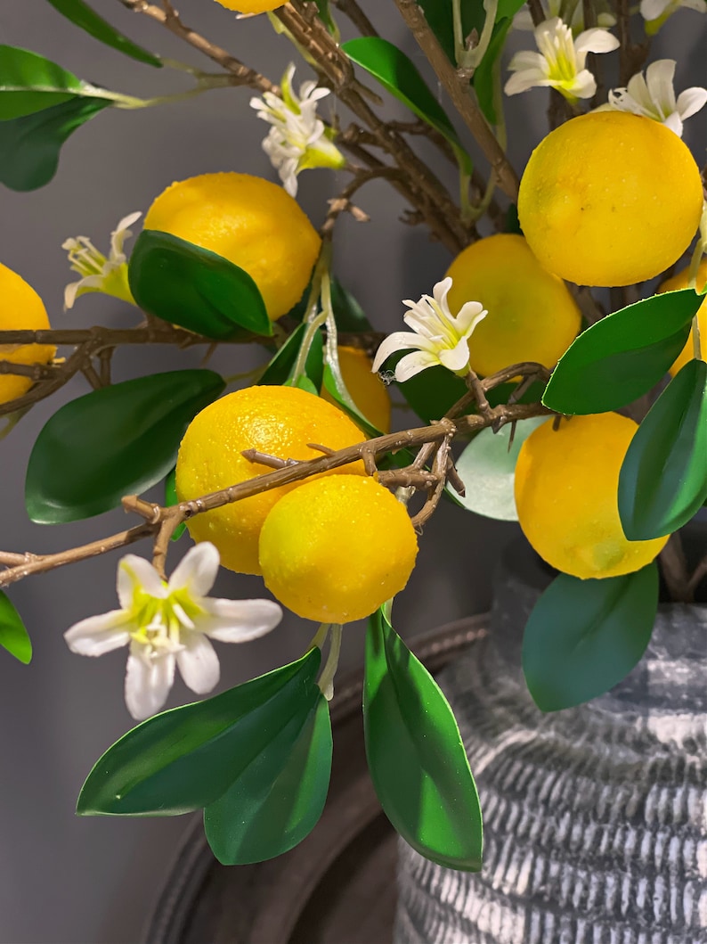 Faux Lemon Tree Branches Artificial Yellow Fruits Faux - Etsy