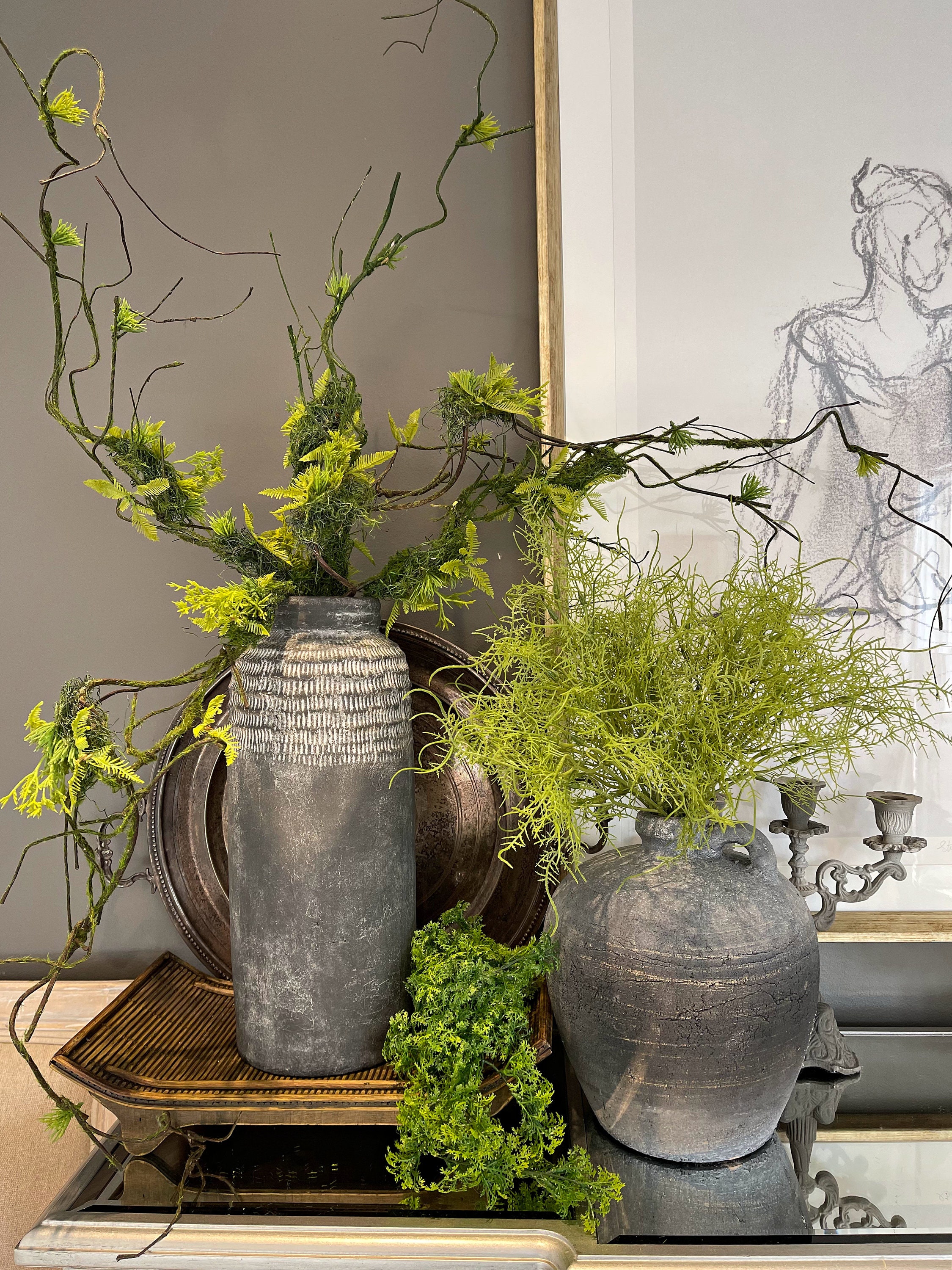 Moss Vine Tree Branches, Moss and Ferns Covered Roots, Artificial ...