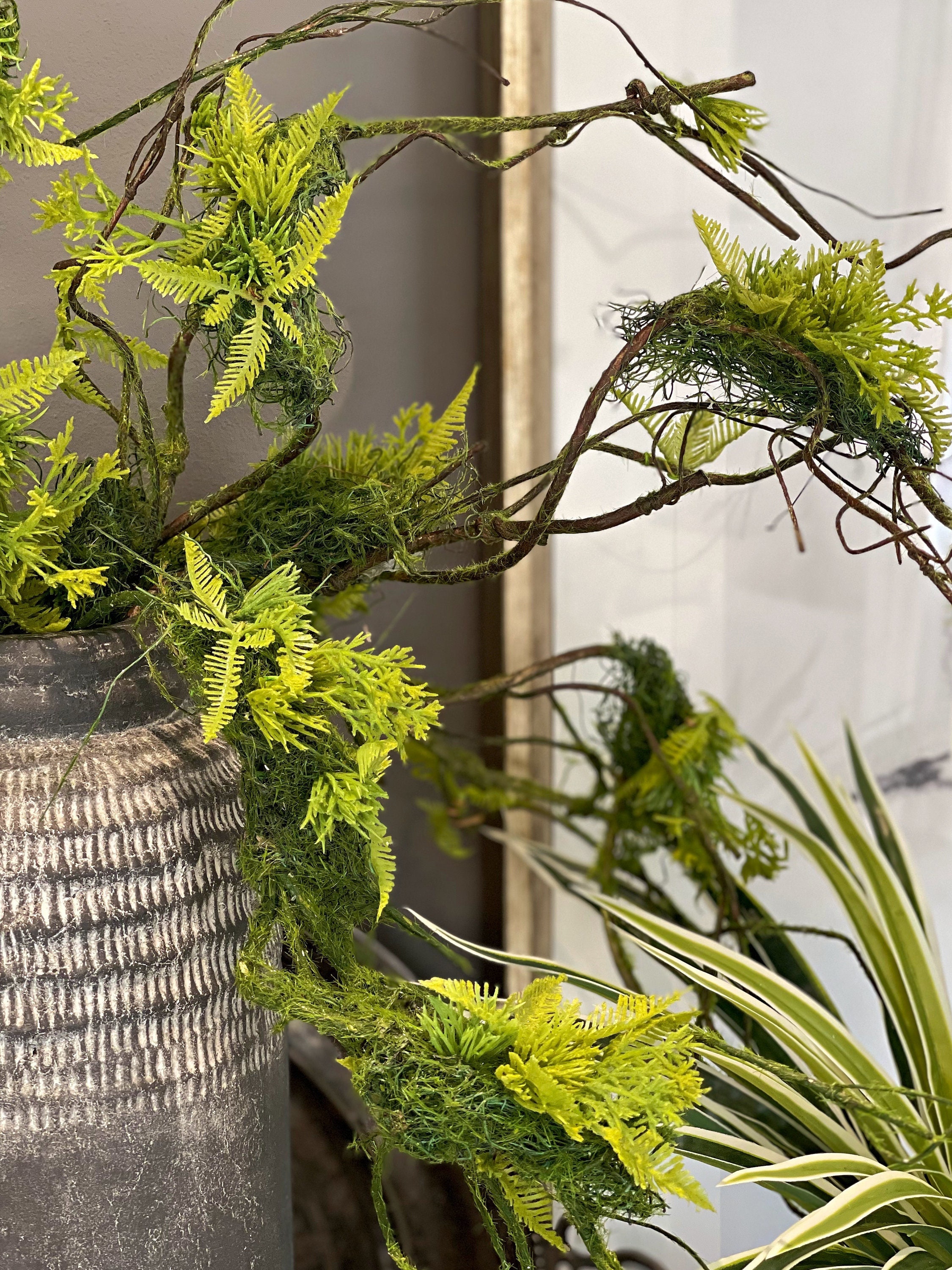 Moss Vine Tree Branches, Moss and Ferns Covered Roots, Artificial ...