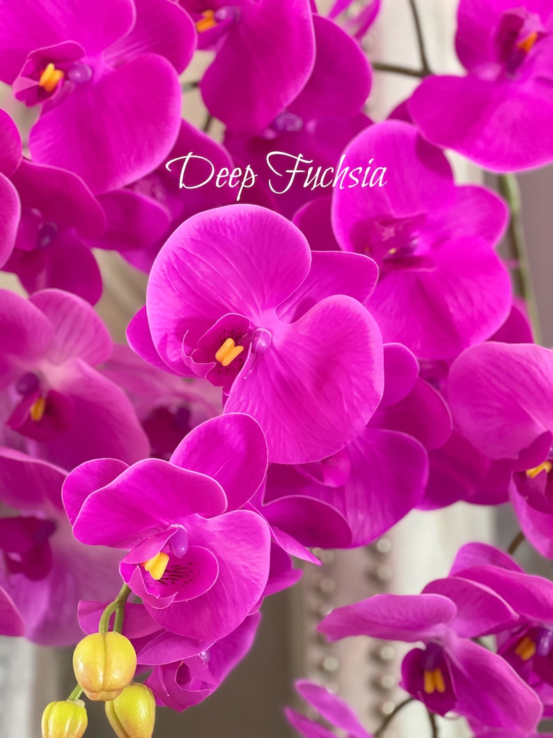 Deep Pink Orchid Stems, Large & Luxurious Artificial Fuchsia Faux ...